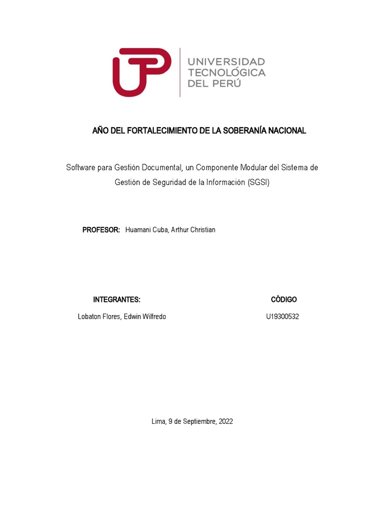 Año Del Fortalecimiento de La Soberanía Nacional: PROFESOR: Huamani ...