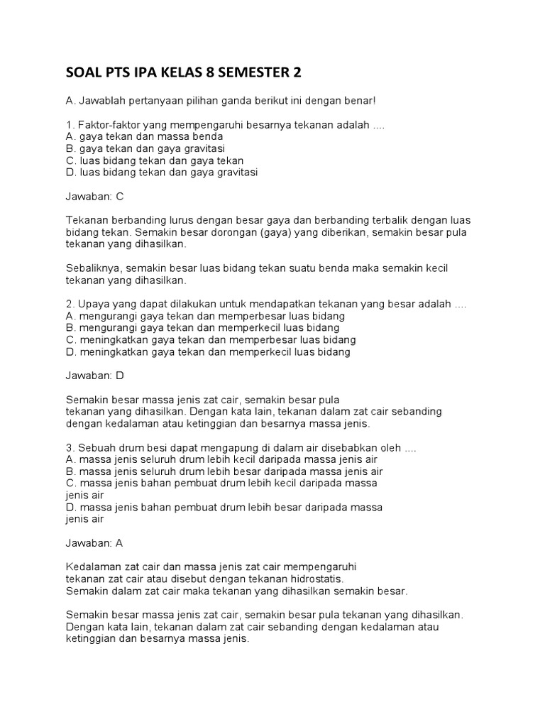 Soal PTS Ipa Kelas 8 Semester 2 | PDF