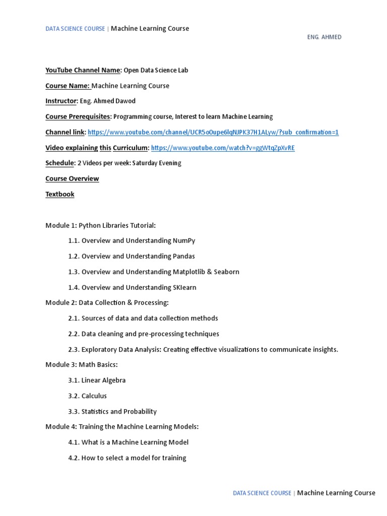 3 DATA SCIENCE COURSE - Machine Learning Course | Download Free PDF | Machine Learning | Cluster ...