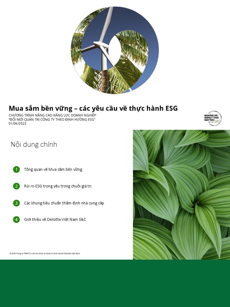 Deloitte Presentation - Sustainable Value Chain - ESG Requirements | PDF