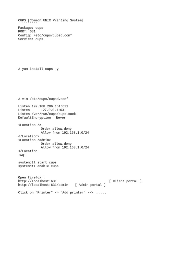 CUPS (Common UNIX Printing System) | PDF