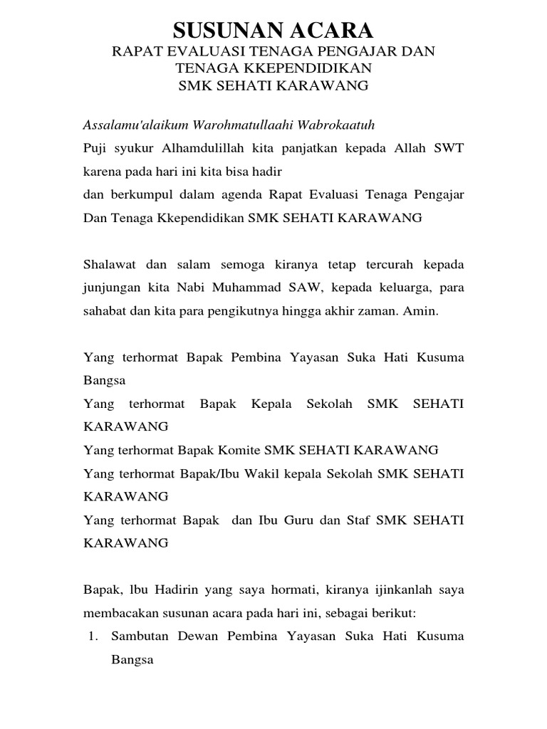 Teks MC Rapat | PDF