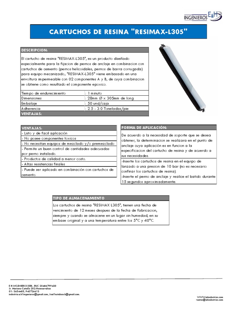 Ficha técnica RESIMAX-L305 | PDF