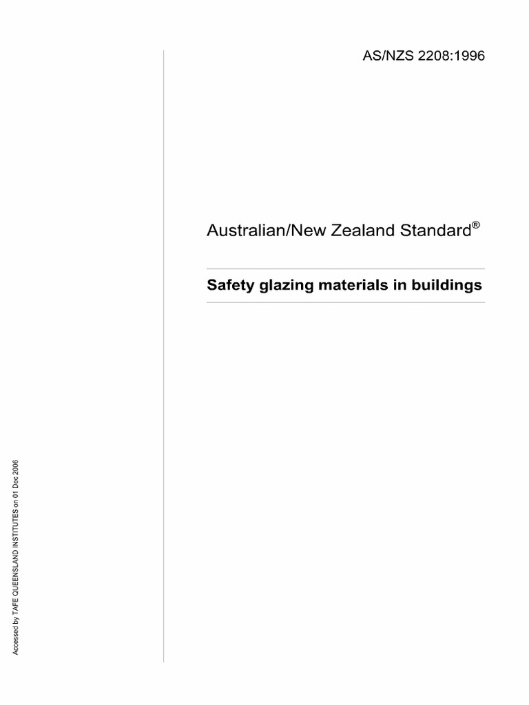 As NZS 2208-1996 Safety Glazing Materials in Buildings | PDF