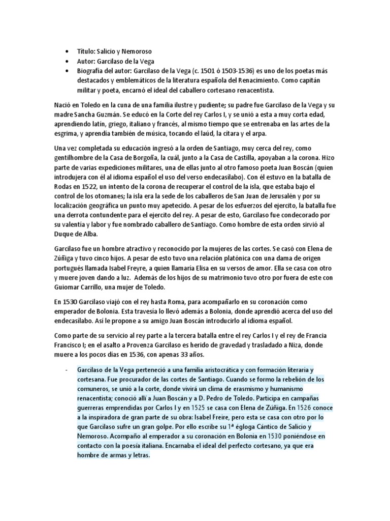 Salicio y Nemoroso Garcilaso de La Vega | PDF