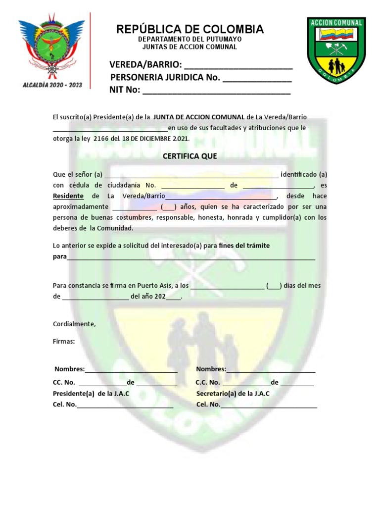 Certificados de Las Juntas de Accion 2023 | PDF | Gobierno y personalidad
