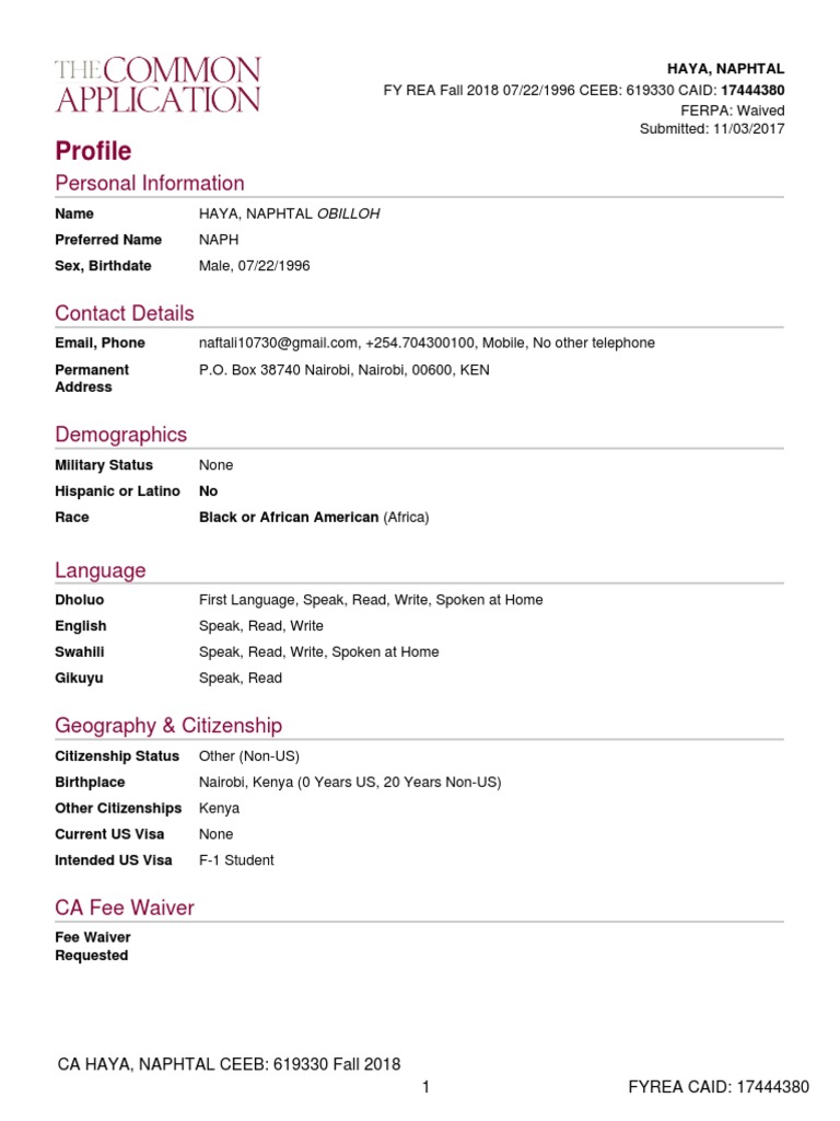 Naphtal Commonapp-1 | PDF