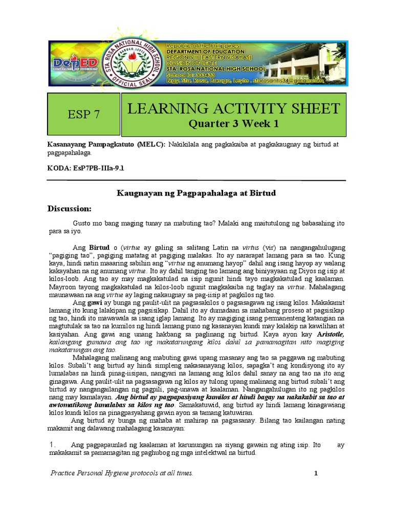 Week 1 ESP QTR 3 | PDF