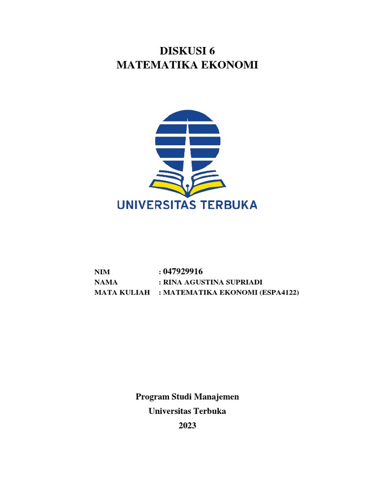 Rina Agustina Supriadi - Diskusi 6 - Matematika Ekonomi | PDF
