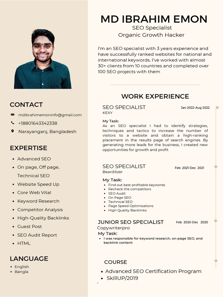 Professional Resume of Ibrahim Emon | PDF | Search Engine Optimization | Computing