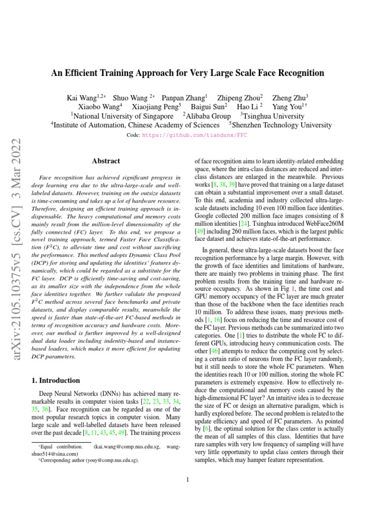 An Efficient Training Approach For Very Large Scale Face Recognition | PDF | Deep Learning ...