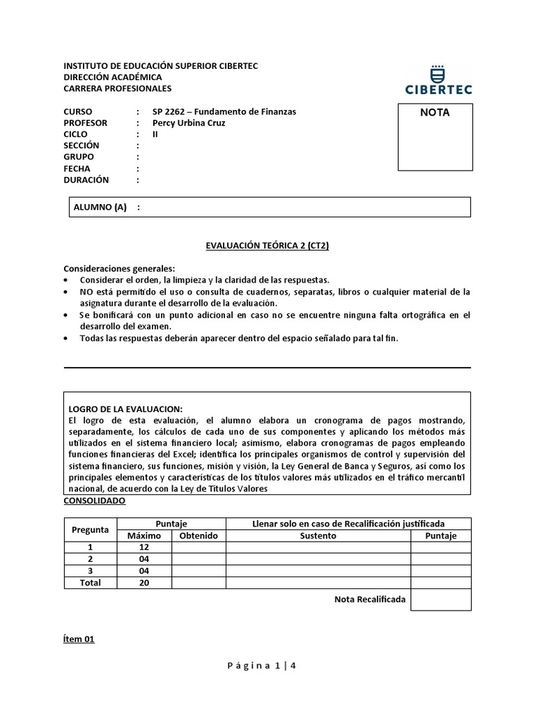 1 - SP 2262 - Fundamentos de Finanzas - G2HN - 00 - CT2 - Te - Urbina ...