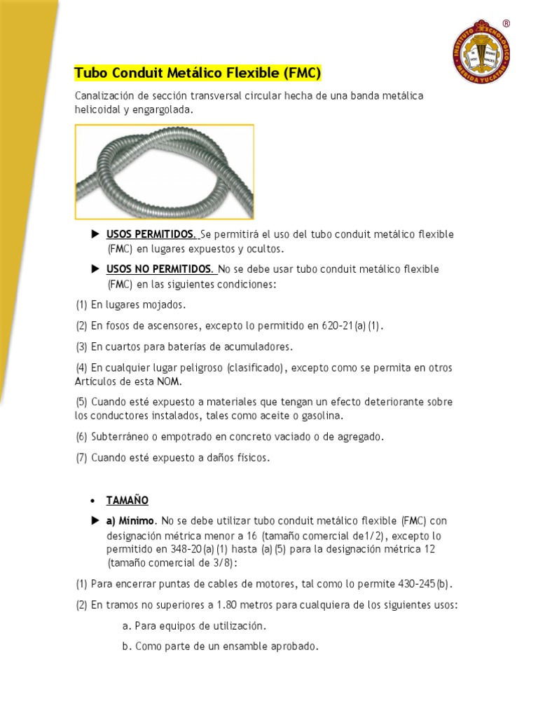 Tubo Conduit Metálico Flexible (FMC) | PDF | Bienes manufacturados