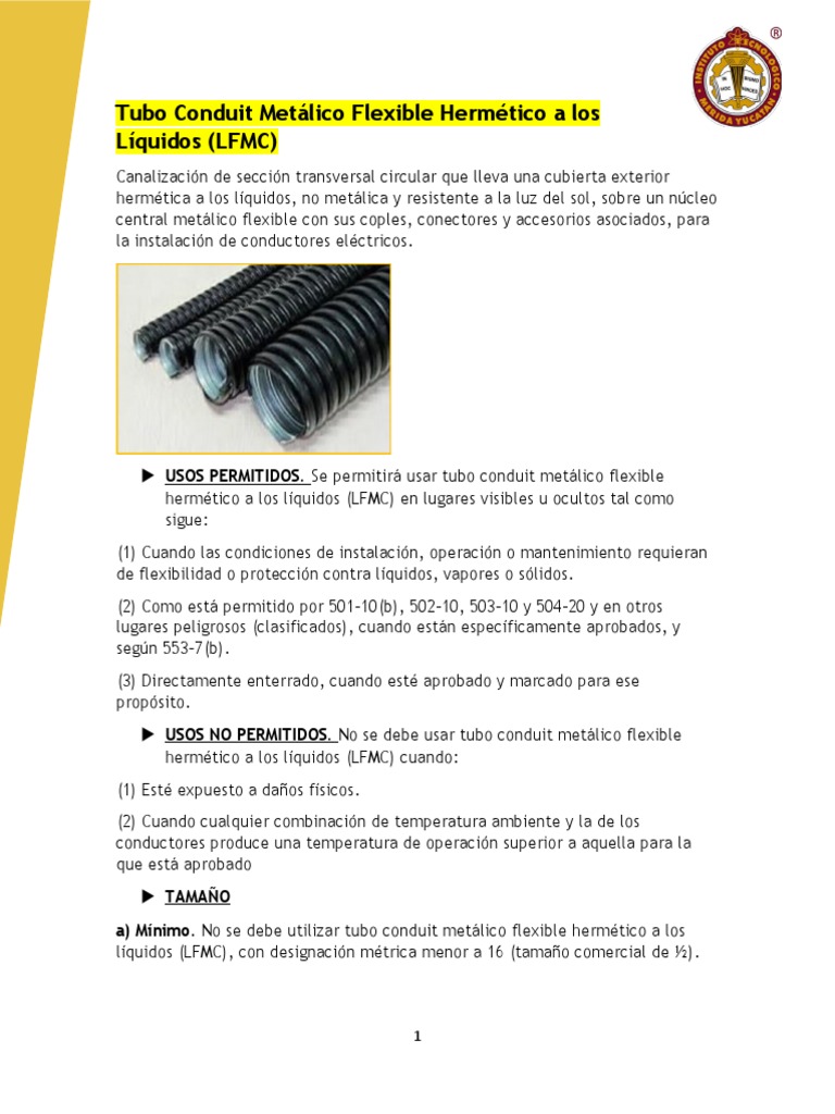 Tubo Conduit Metálico Flexible LFMC | PDF | Ciencias fisicas ...