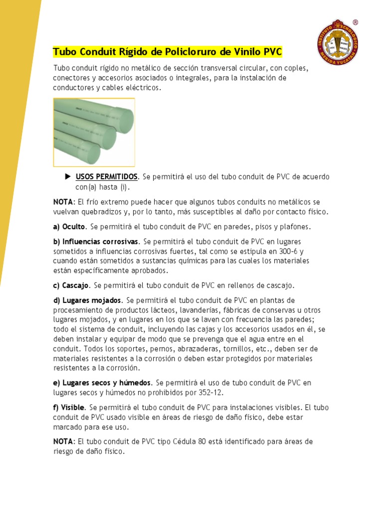 Tubo Conduit Rígido de Policloruro de Vinilo PVC | PDF