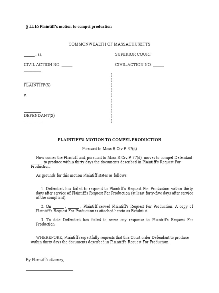 Motion To Compel Production | PDF