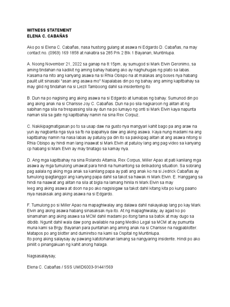 Witness Statement | PDF