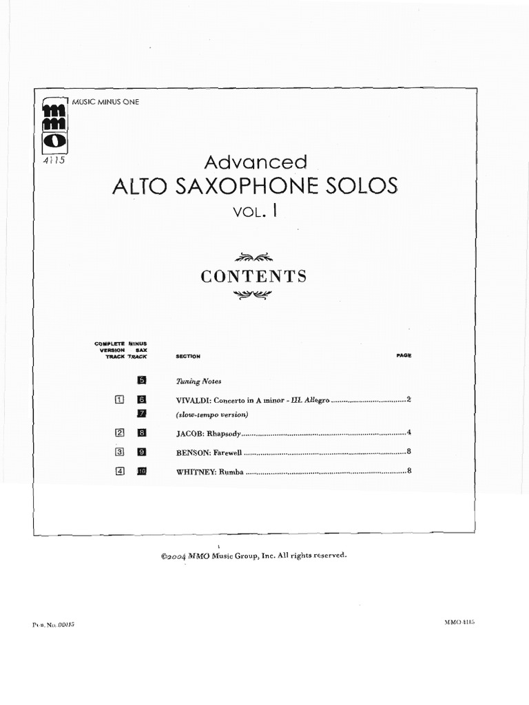 MMO - Advanced Alto Saxophone Solos Vol.I (Eb) - 2 | PDF