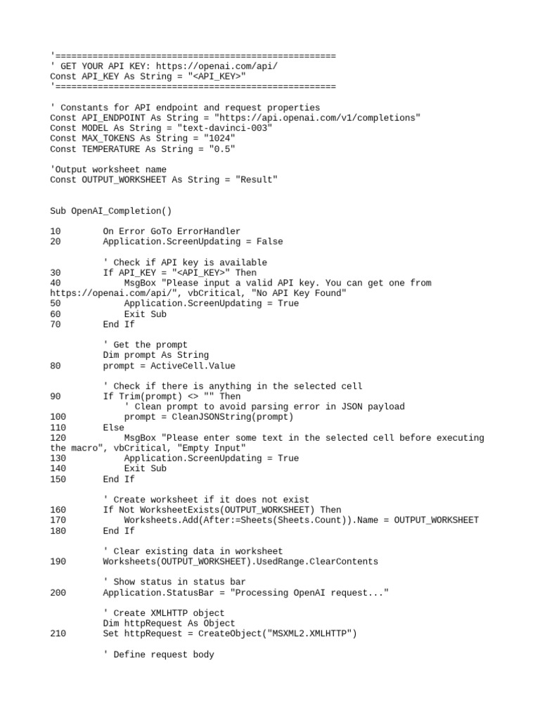 VBA_Code gpt integeration | PDF