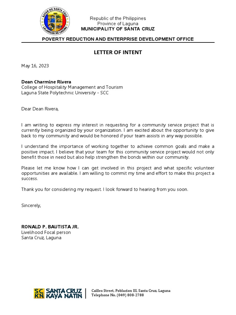 Letter of Intent Lspu | PDF