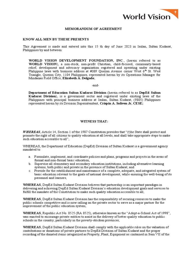 Updated SK MOA With DepEd | PDF