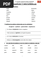 Ficha de Sinónimos y Antónimos para Niños | PDF
