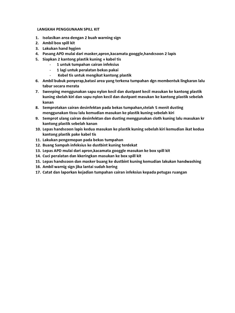 Langkah Spill Kit | PDF
