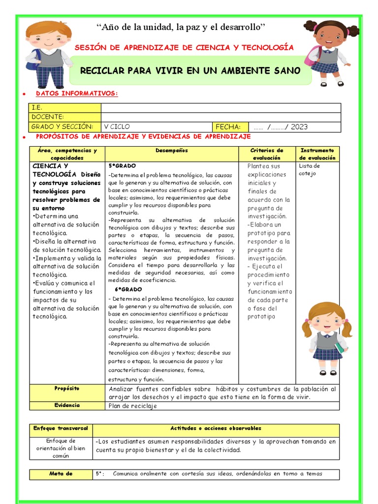 Ses-Juev-Cyt-Reciclar para Vivir en Un Ambiente Sano | PDF | Residuos ...