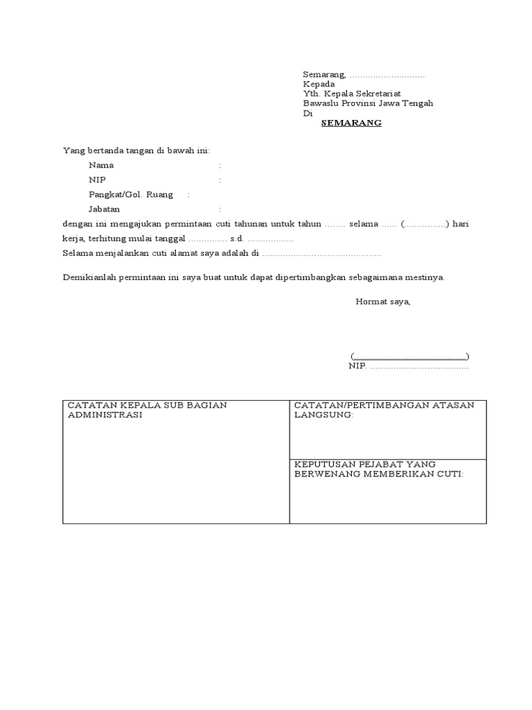 Surat-Permohonan-Cuti (1) | PDF