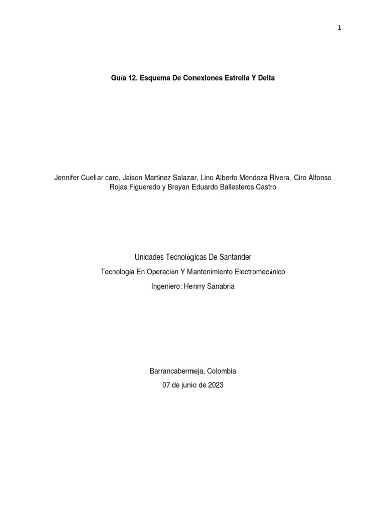Guía 12. Esquema de Conexiones Estrella Y Delta | PDF | Inductor | voltaje