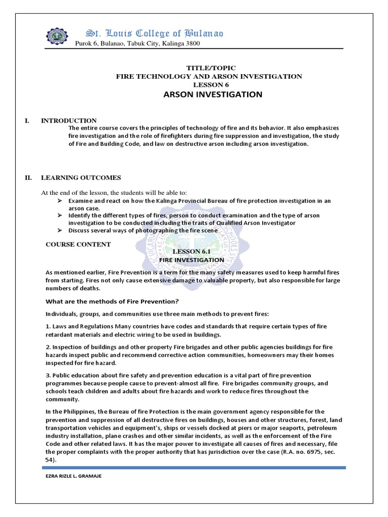 FIRE TECHNOLOGY AND ARSON MANAGEMENT (CDI 18) MODULE 6 New | PDF