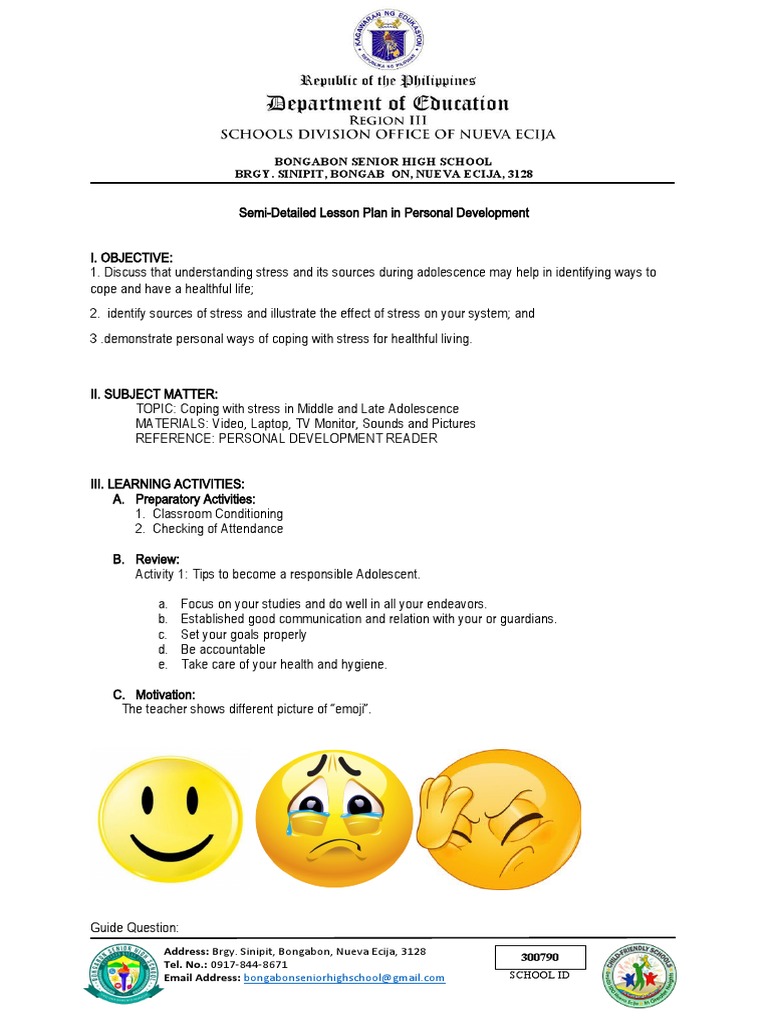 Coping with Adolescent Stress Lesson Plan | PDF