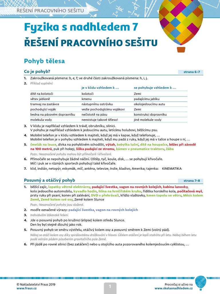 Fyzika-7 PS-SSN Reseni Web | PDF