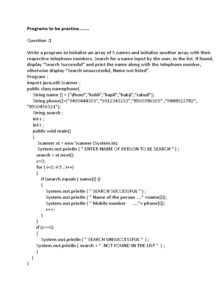 Array practice programs | PDF