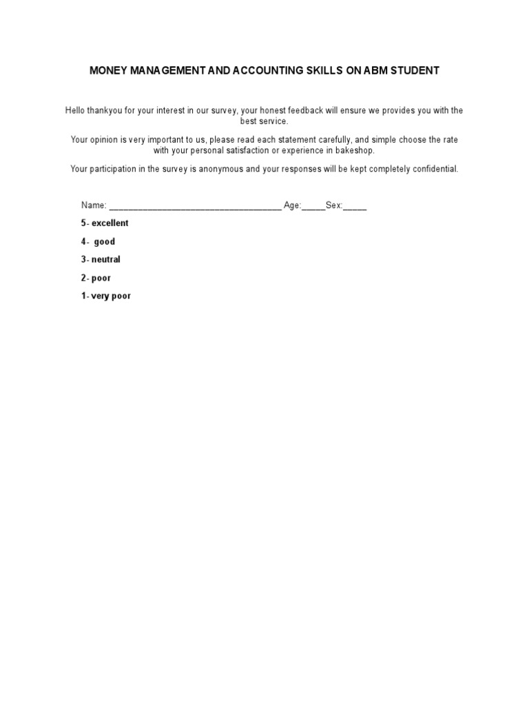 Money Management and Accounting Skills On Abm Student | PDF
