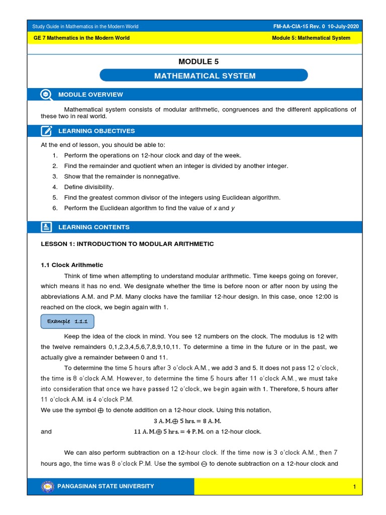 MMW Module - Elective 3 Mathematical-System | PDF