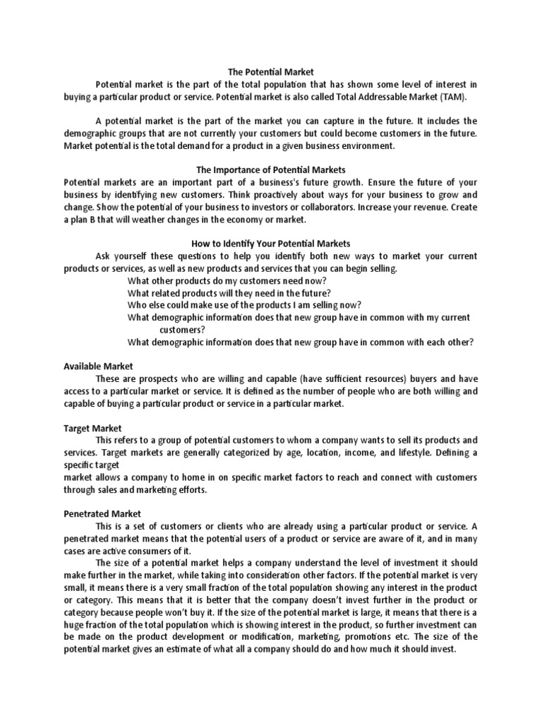 Entrep_Target Market Handout | PDF | Marketing | Market (Economics)