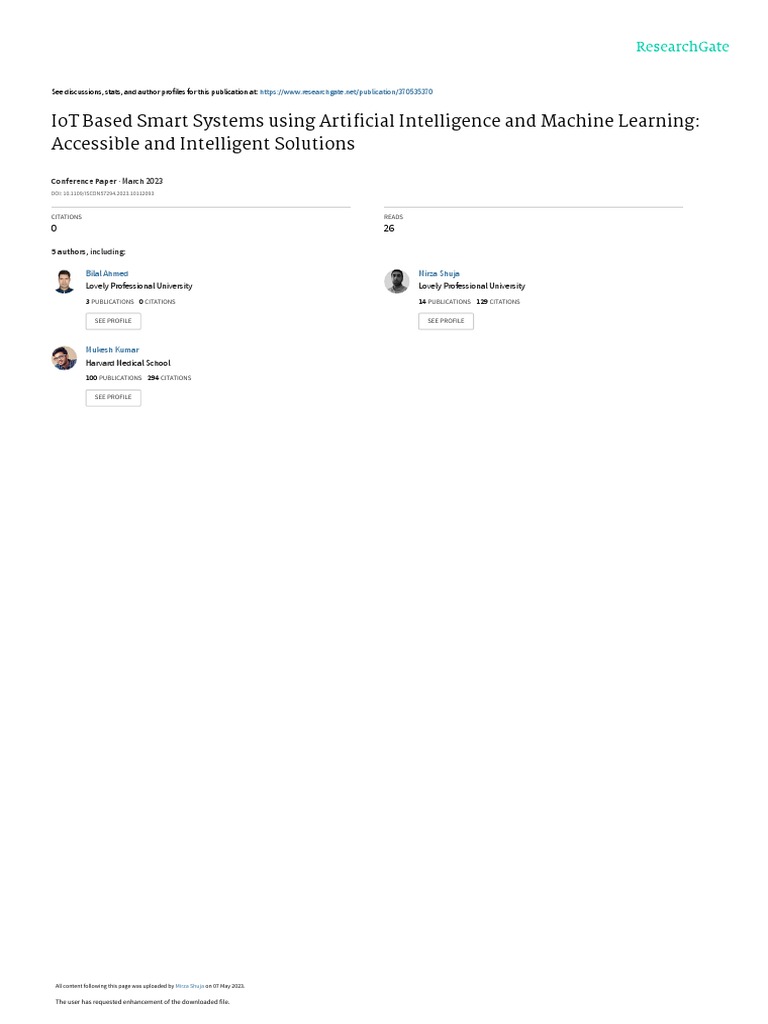 IoT Based Smart Systems Using Artificial Intelligence and Machine Learning Accessible and ...