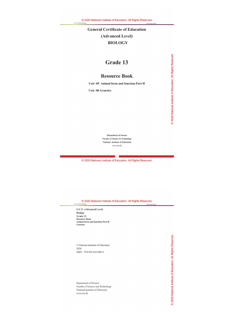 Grade 13 Biology Resource Book Unit 5 Unit 6 English F | PDF