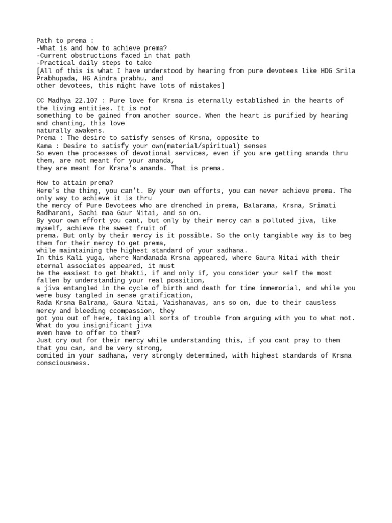 What Is and How To Get Krsna Prema | PDF