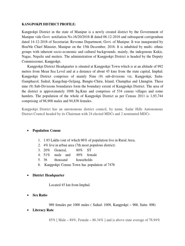 Kangpokpi District Profile | PDF