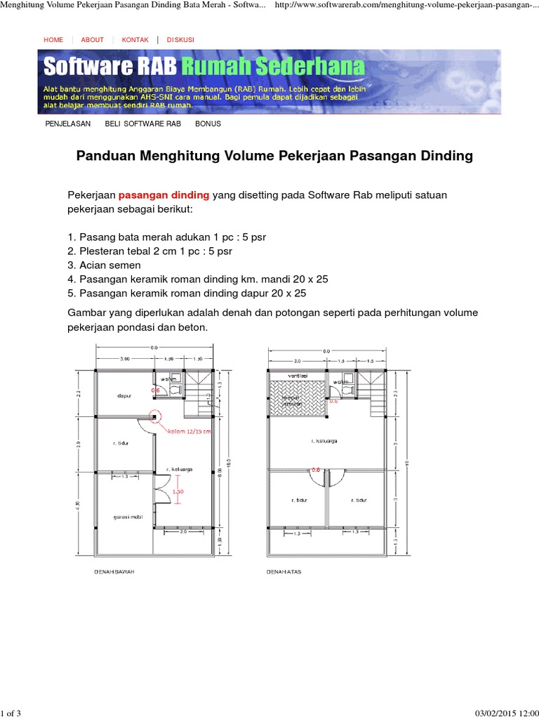 Menghitung Volume Pekerjaan Pasangan Dinding Bata Merah - Software RAB ...