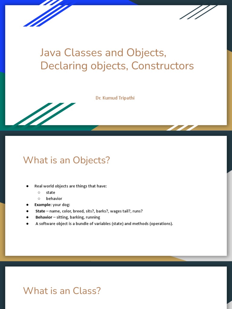 Java Classes And Objects Declaring Objects Constructors Dr Kumud Tripathi Pdf