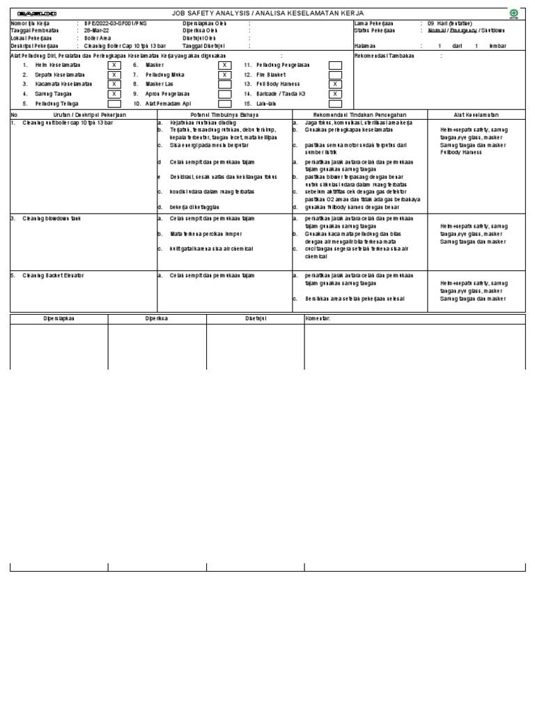 JSA Cleaning Boiler | PDF