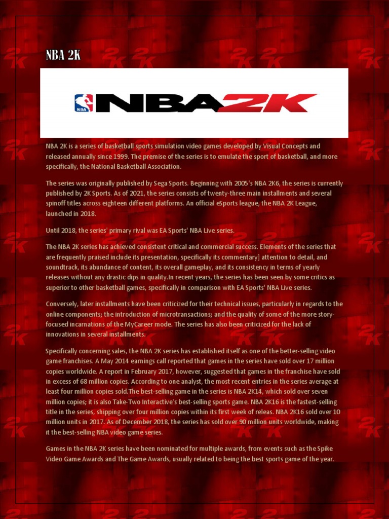 NBA 2K: A Basketball Gaming Phenomenon | PDF | Sports & Recreation ...