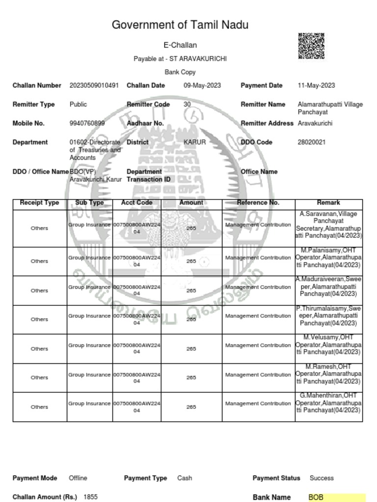Government of Tamil Nadu: E-Challan | PDF | Payments | Service Industries