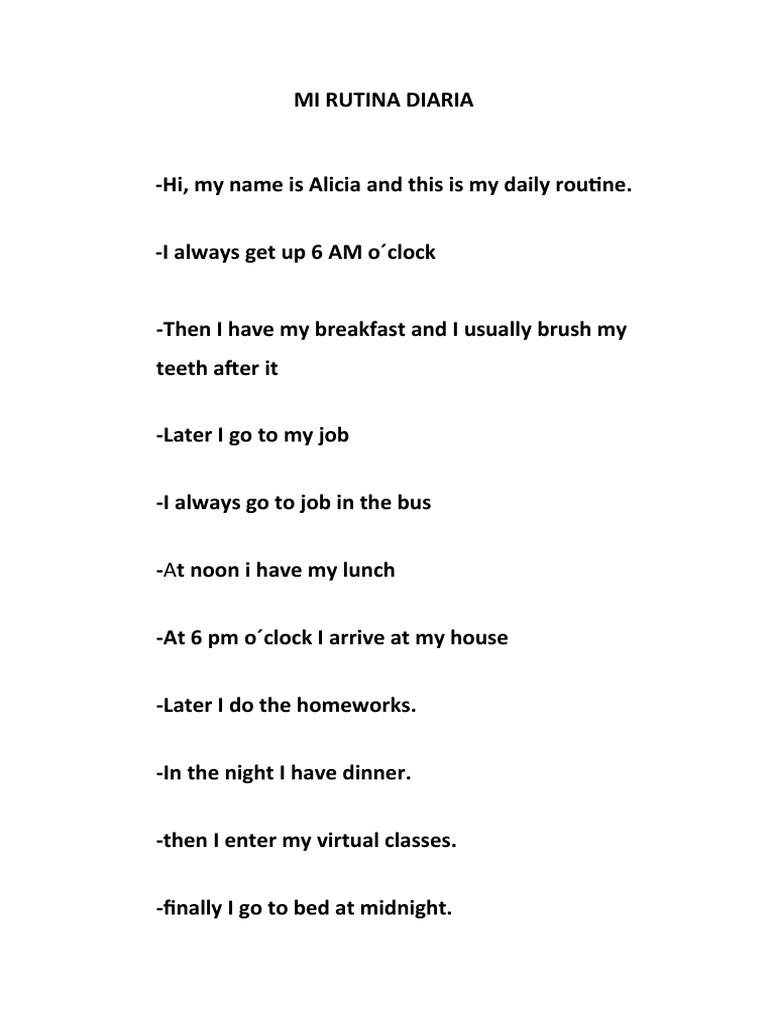 Mi Rutina Diaria | PDF