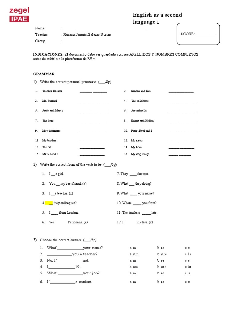 English Practice 1 Ipae | PDF