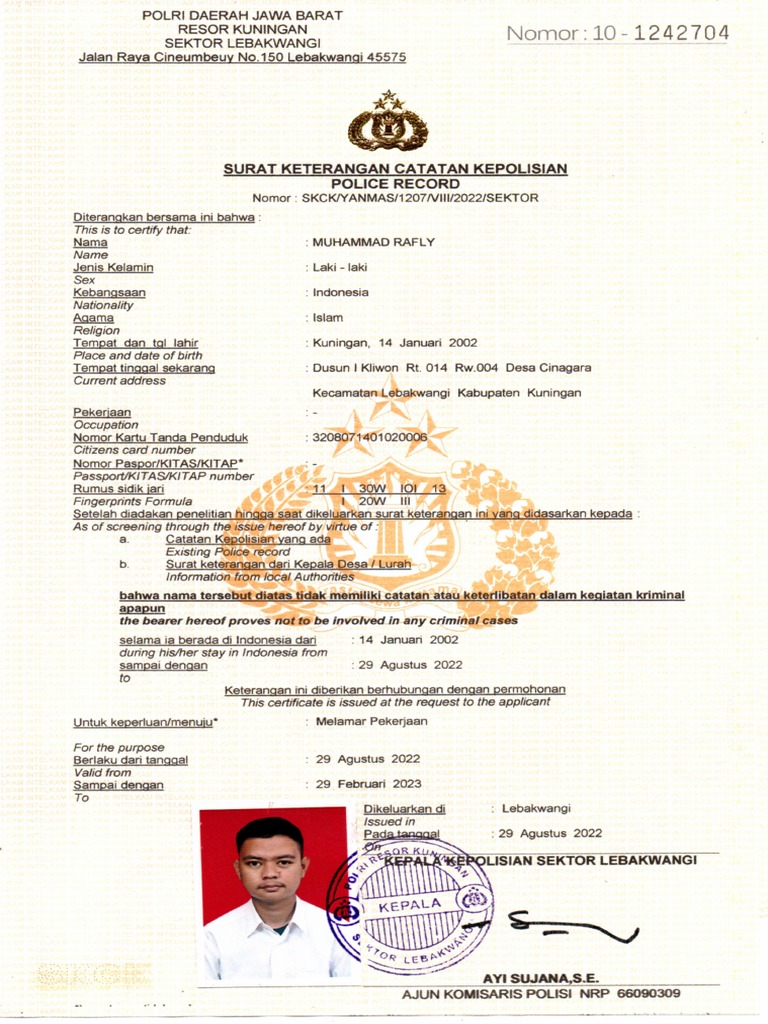 Muhammad Rafly - SKCK | PDF