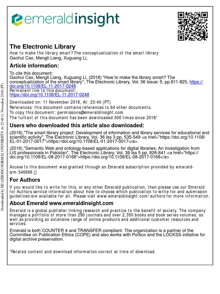 The Electronic Library: Article Information | PDF | Libraries ...